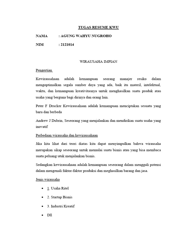 Tugas Resume Kwu | PDF