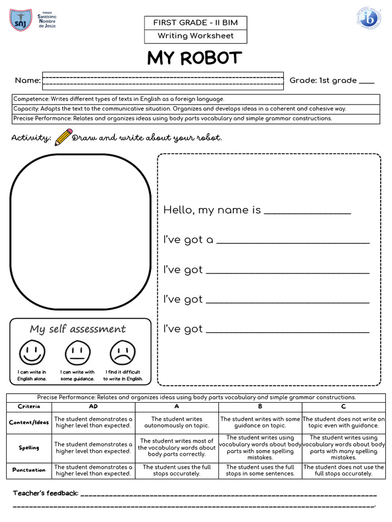 Writing Worksheet My Robot | PDF | Vocabulary | English Language