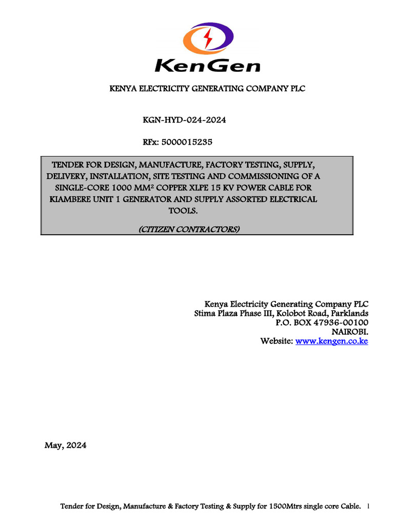 KGN-HYD-024-2024-Tender For Design, Manufacture & Factory Testing ...
