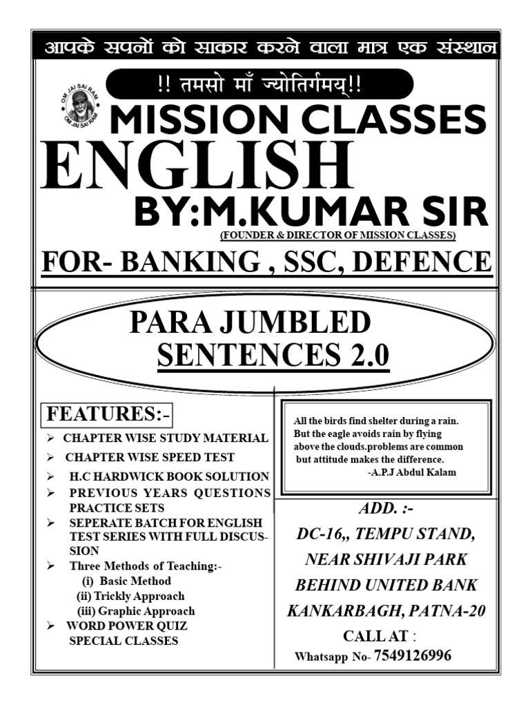 Mission Classes: Study Material & Tests | PDF