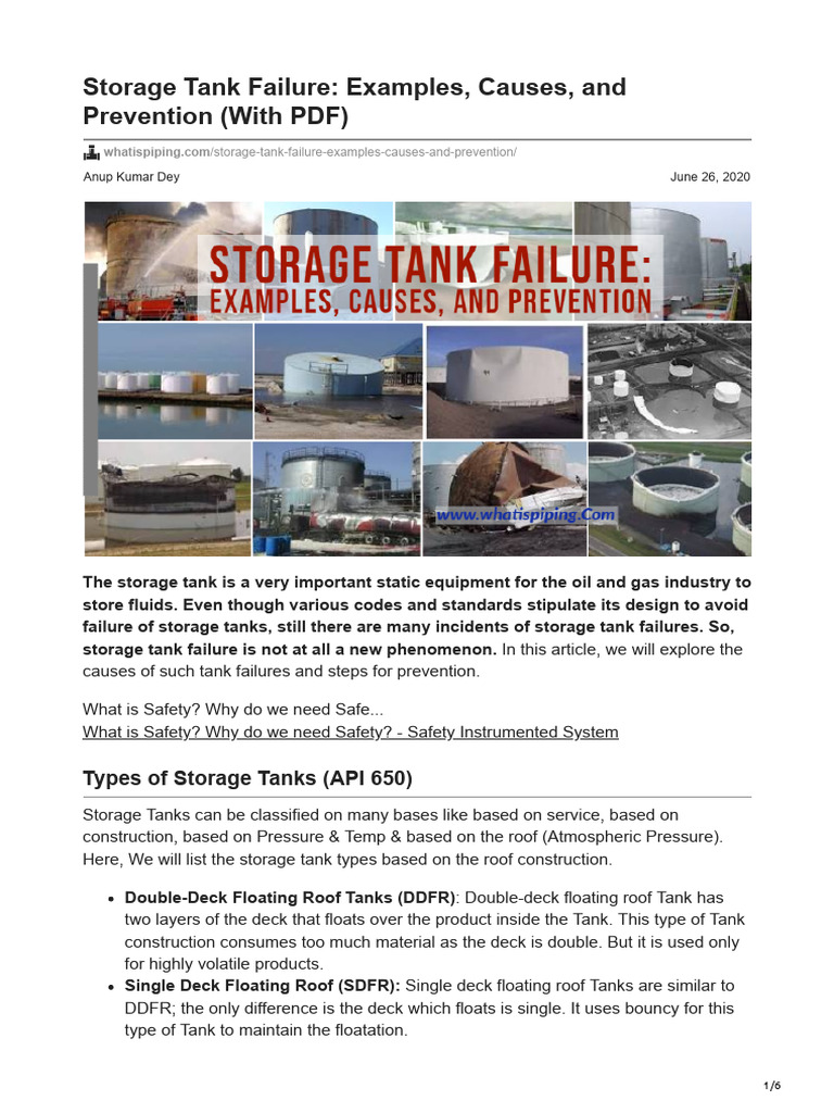 Storage Tank Failure Examples Causes and Prevention With PDF | PDF ...