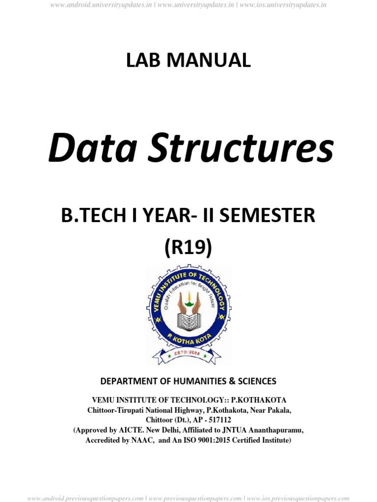 Jntua Data Structures R19 Lab Manual Pdf Queue Abstract Data Type Computer Programming