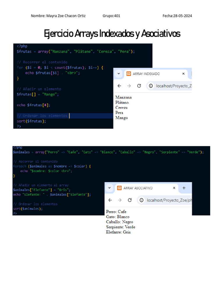 Ejercicio Arrays Indexados y Asociativos | PDF