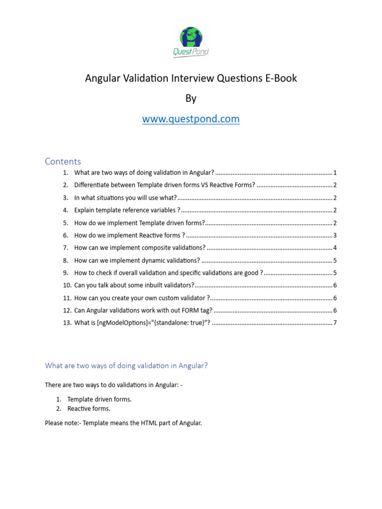 Angular Validations Qandas Pdf String Computer Science Programming Paradigms
