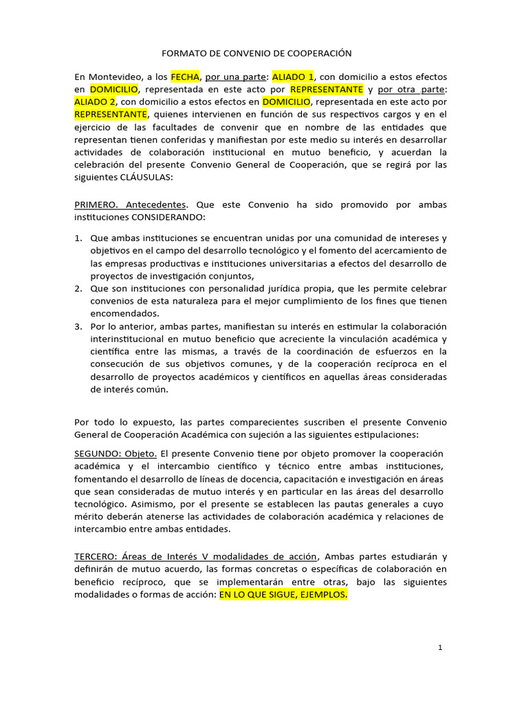 Formato Convenio Toolkit | PDF | Cooperación