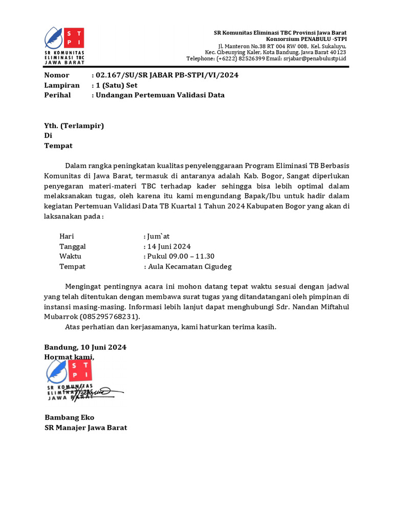 TOR Dan Surat Undangan BL 47 Kab. Bogor 14 Juni 2024 | PDF