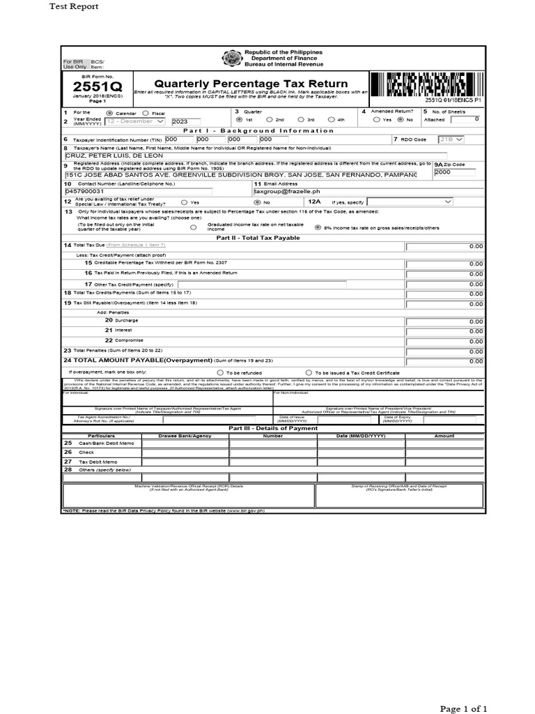 2551Q 1STQ | PDF | Taxes | Tax Credit