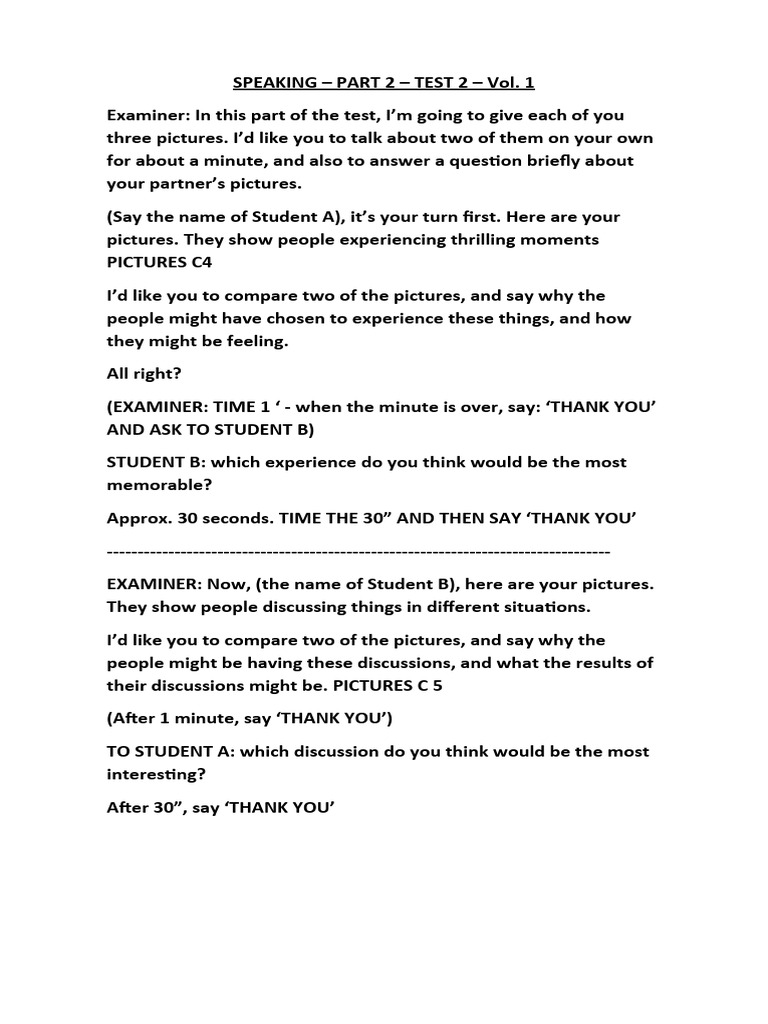 Speaking Test: Picture Comparison | PDF
