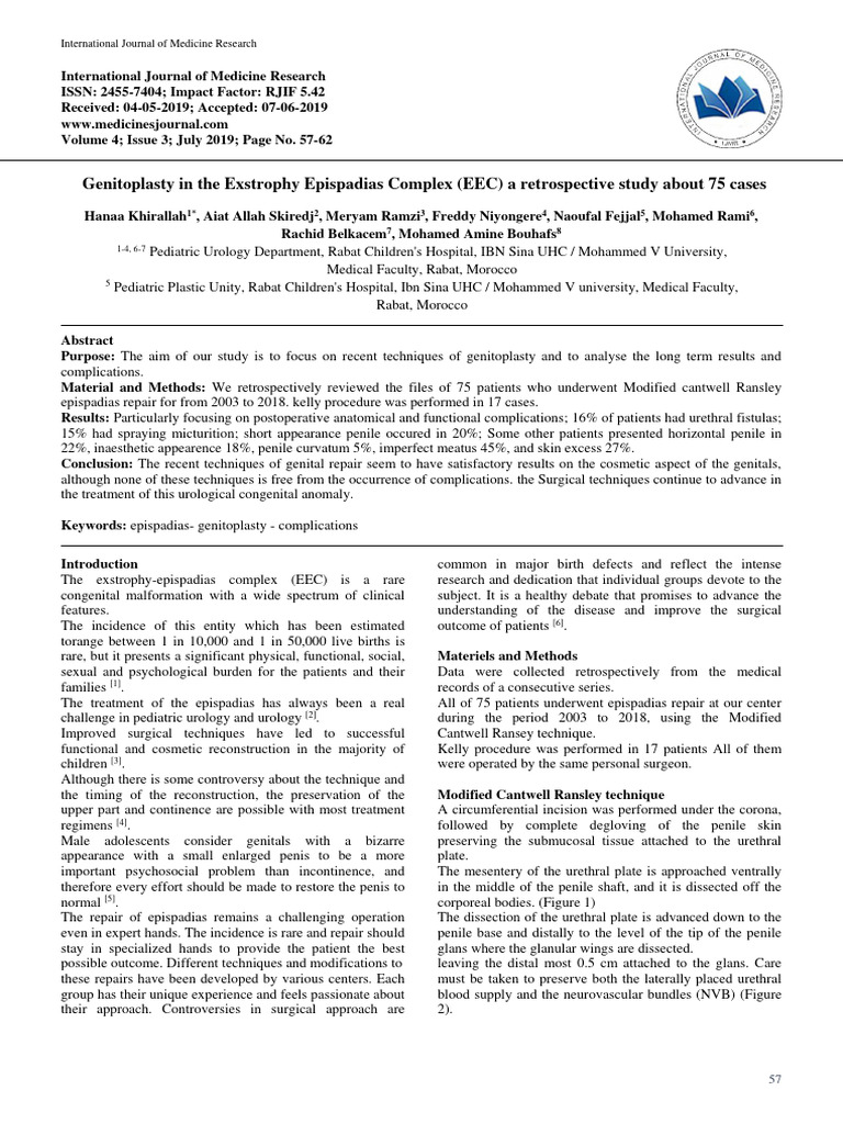 Genitoplasty Outcomes in Epispadias Repair | PDF | Surgery | Urinary ...