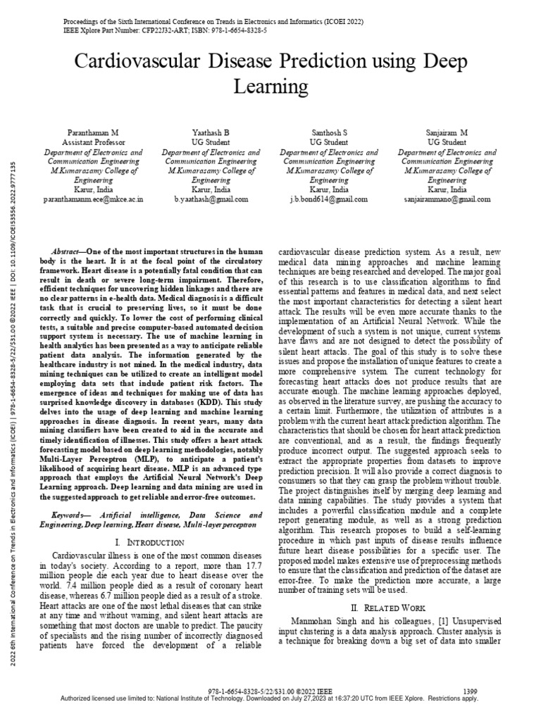 Cardiovascular Disease Prediction Using Deep Learning | PDF | Machine ...