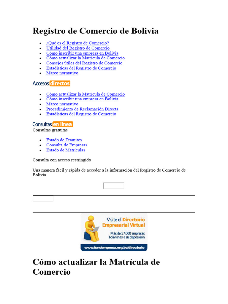 Registro de Comercio Bolivia: Guía Completa | PDF | Contador | Bancarrota