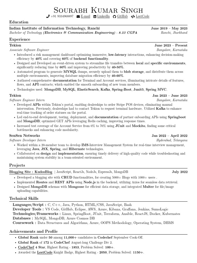 Sourabh Kumar Singh | PDF | Computer Science | Software