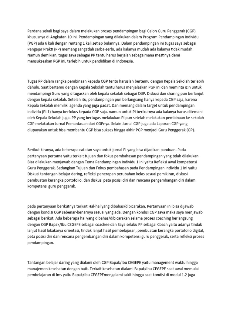 Pendampingan Calon Guru Penggerak Angkatan 10 | PDF