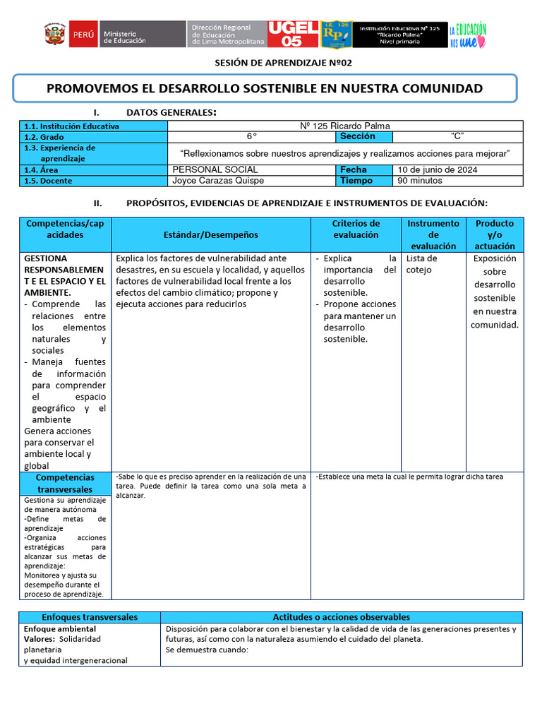 Sesión 2-Personal Social | PDF | Sustentabilidad | Desarrollo sostenible Sesión 2-Personal Social | PDF | Sustentabilidad | Desarrollo sostenible