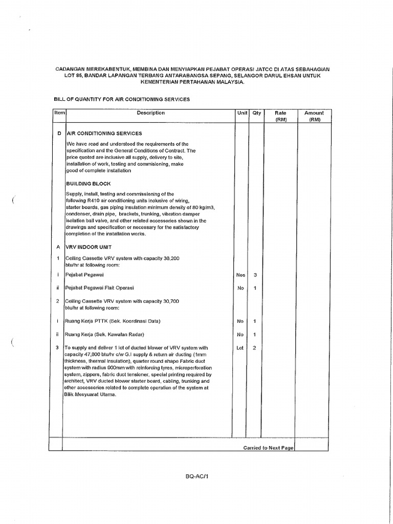 BQ Kosong Air Conditioning Services | PDF