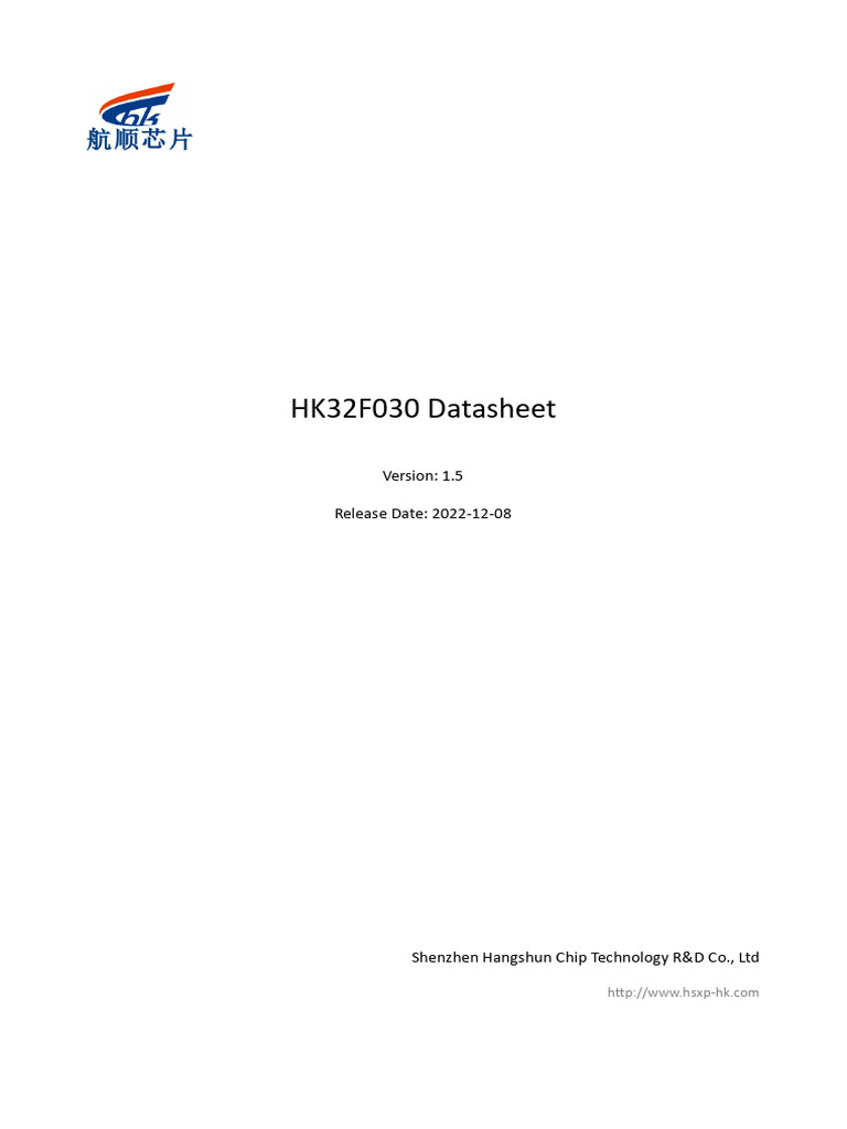 HK32F030 Datasheet Rev.1.51670823434327 | PDF | Microcontroller | Flash Memory