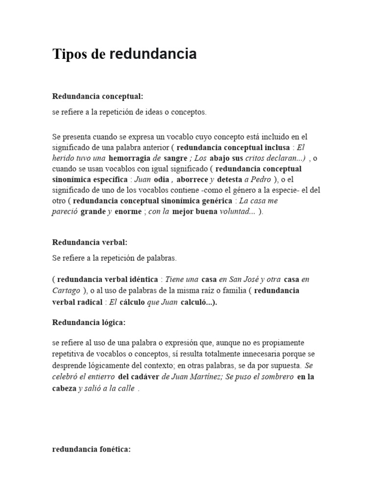 Tipos de redundancia en el lenguaje | PDF | Filosofía