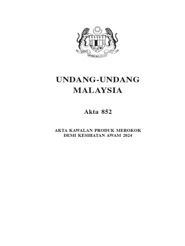 Akta Kawalan Merokok 852 | PDF