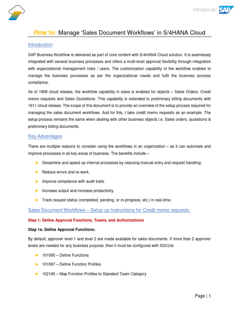 1885433-37907-How To Manage Sales Document Workflows' in S4HANA Cloud | Download Free PDF ...