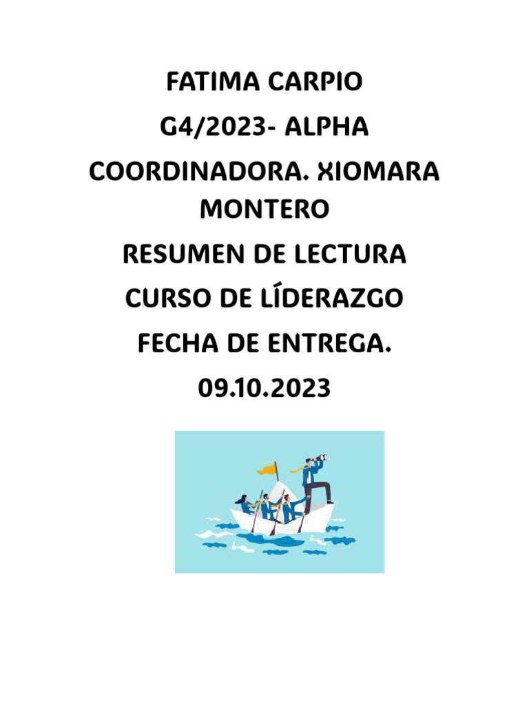 Resumen Lectura Fatima Carpio | PDF | Liderazgo
