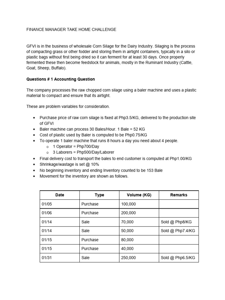 Gfvi Finance Manager Take Home Challenge | PDF | Business | Economies