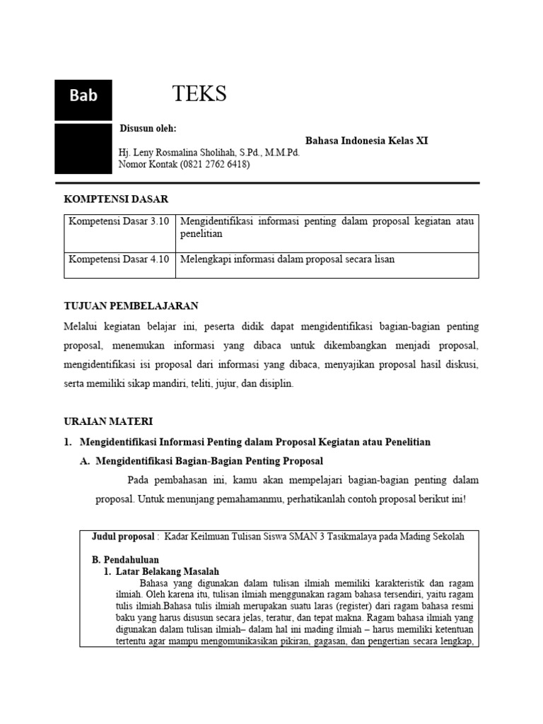 Teks Proposal 1 | PDF