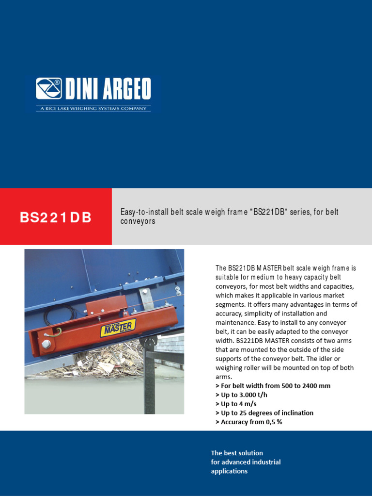 Master Belt Scale System Model BS221DB, Weigh Frame BS221DB, Loadcell ...