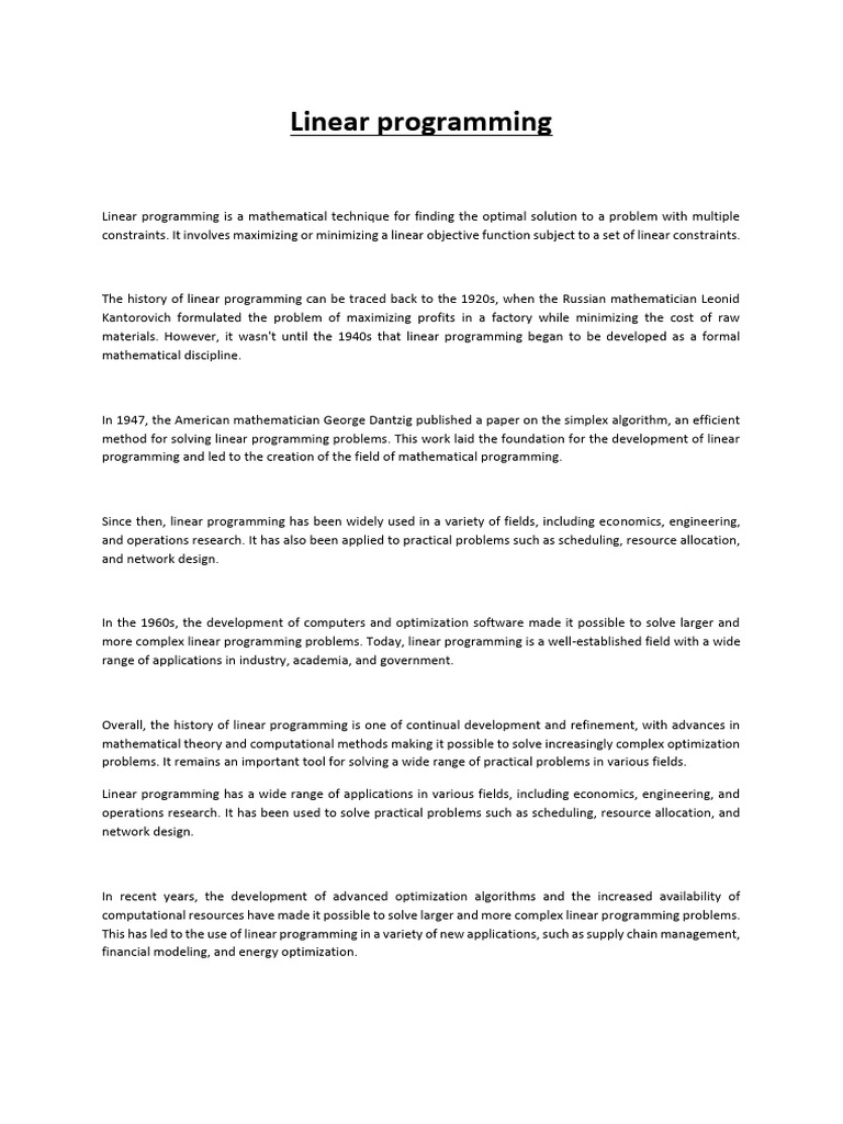 Linear Programming Pdf Linear Programming Mathematical Optimization 4436