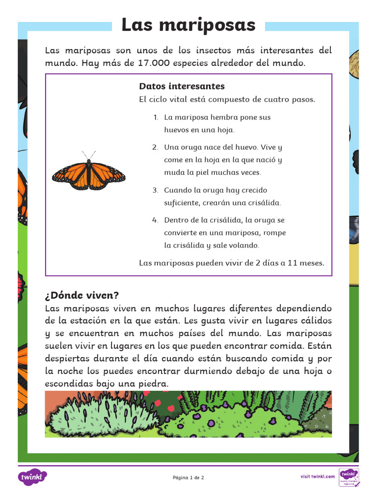 Las Mariposas | Descargar gratis PDF | Mariposa | Lepidópteros