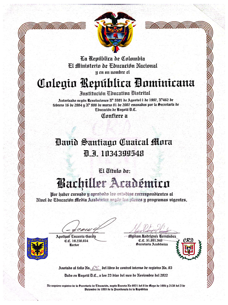 Diploma Bachiller | PDF