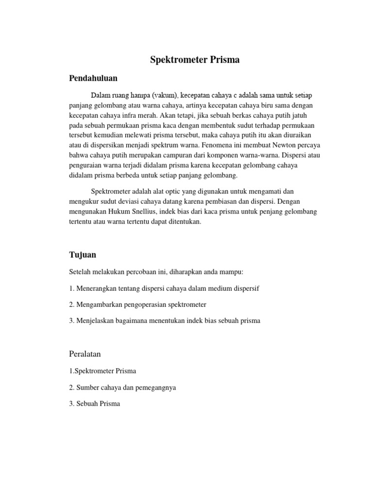 Spektrometer Prisma Adrian Lolan | PDF