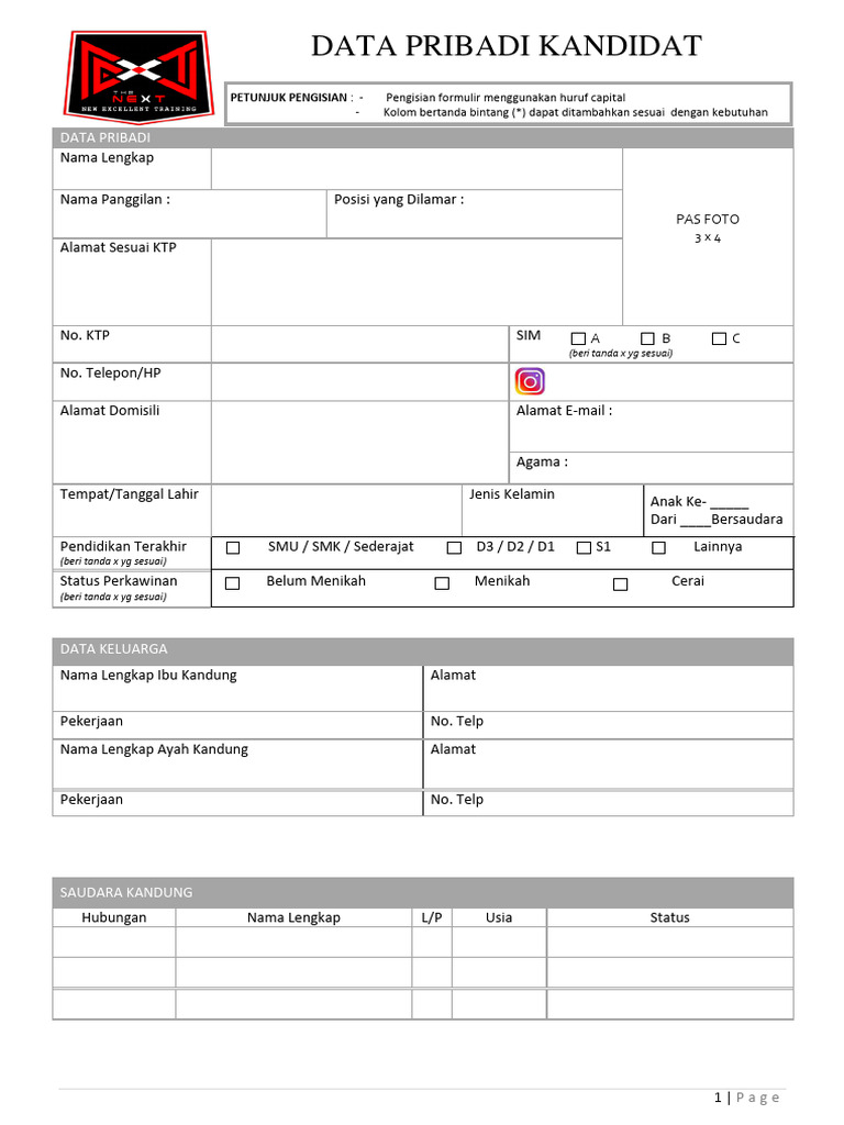 Form Data Pribadi | PDF