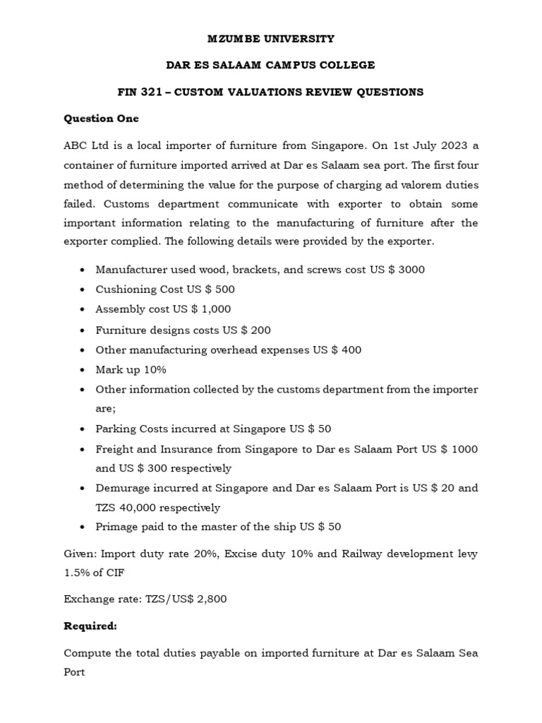 CUSTOMS QNS | PDF | Customs | Ad Valorem Tax