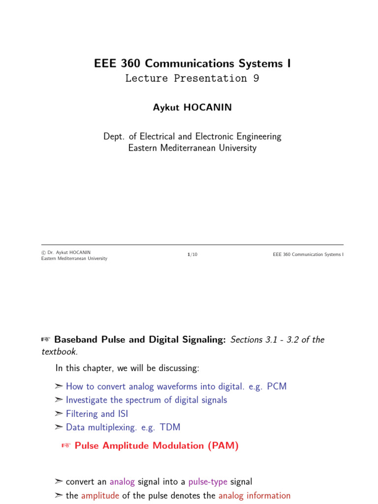 Lec Pres 9 | PDF | Sampling (Signal Processing) | Modulation