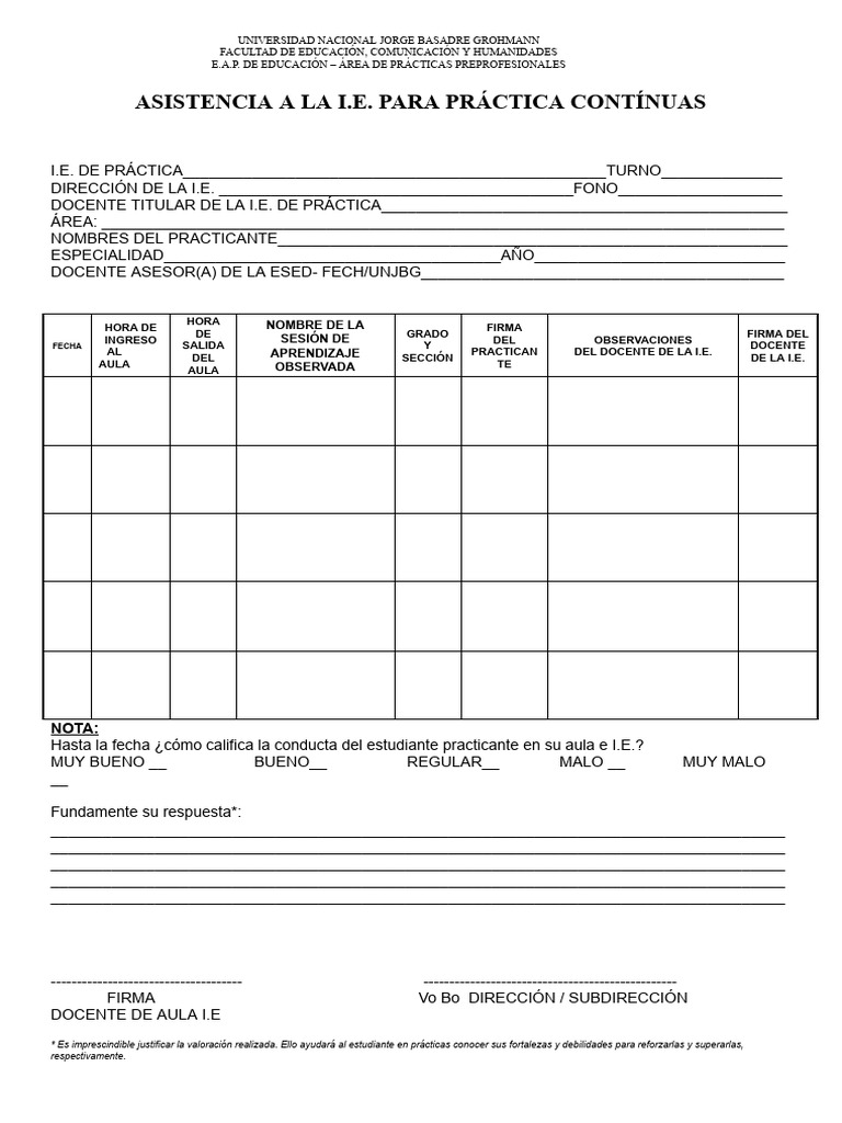 Ficha de Asistencia - Practica Contínuas de Sesión de Aprendizaje | PDF | Aprendizaje ...