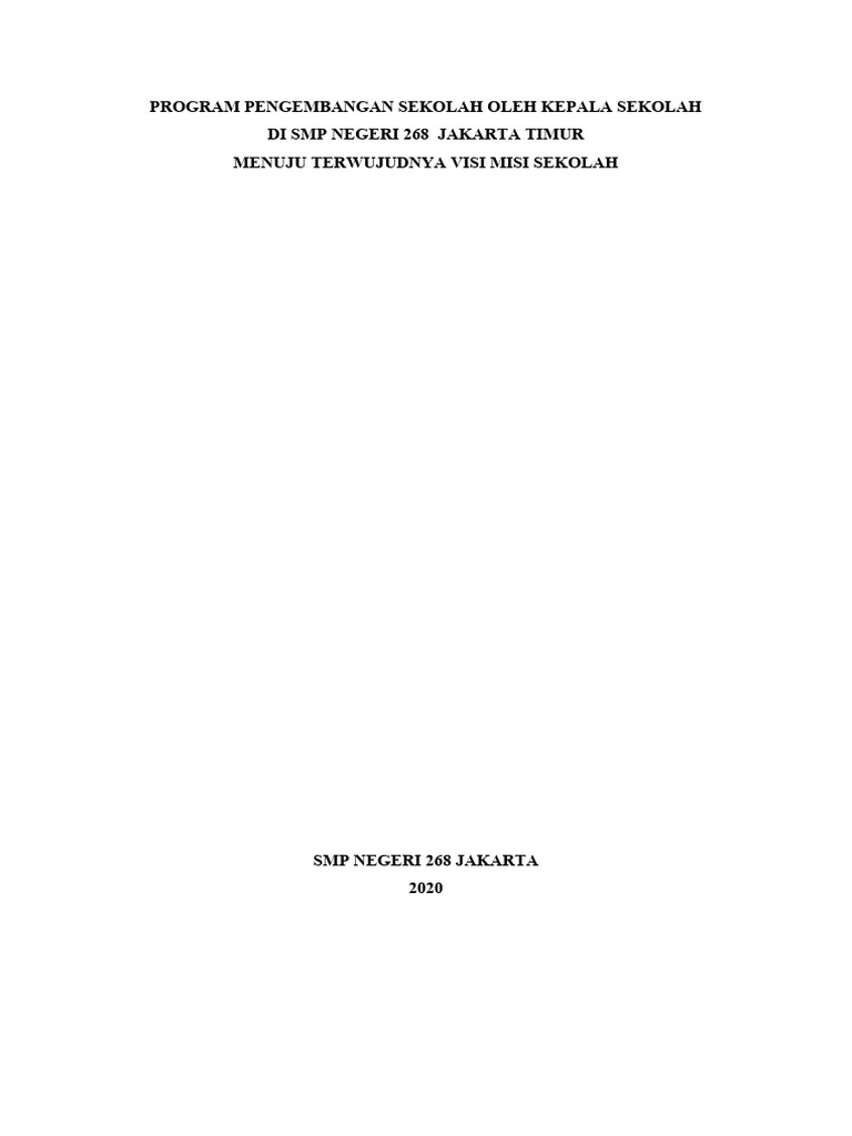Program Pengembangan Sekolah SMPN 166 2020-2021 | PDF | Karier & Perkembangan | Pengembangan Diri