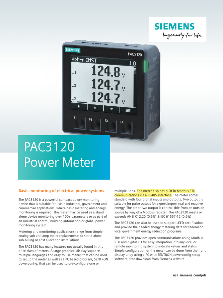 SIE - SS - PAC3120 (Electrical Measurement Module) | PDF | Electricity ...