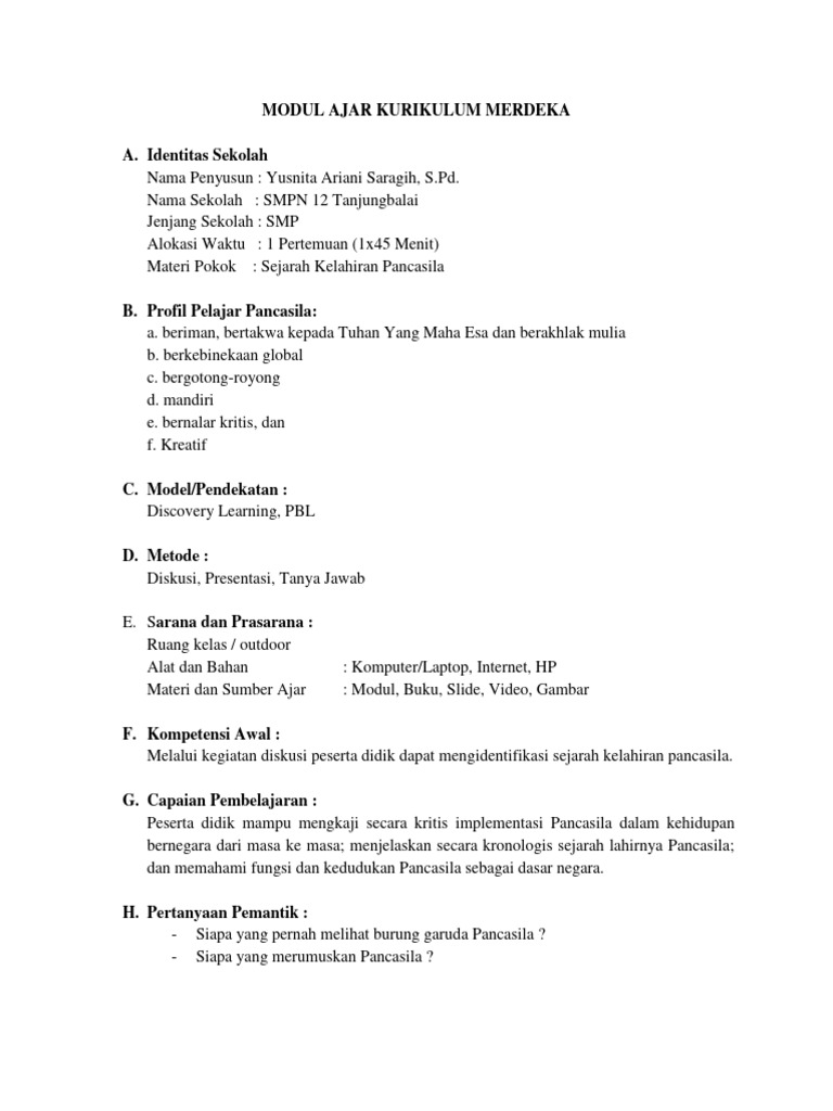 Modul Ajar Kurikulum Merdeka | PDF