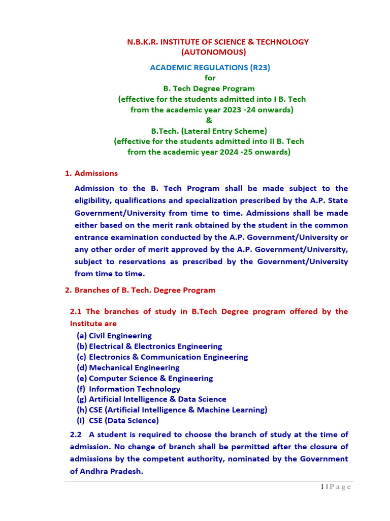 R23 Regulations | PDF | Massive Open Online Course | Thesis