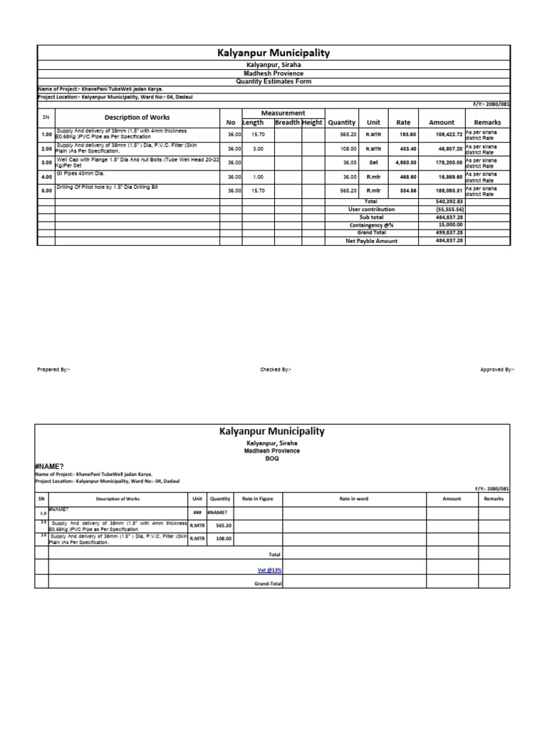 KhanePani TubeWell Jadan Karya. | PDF | Polyvinyl Chloride | Mechanical ...