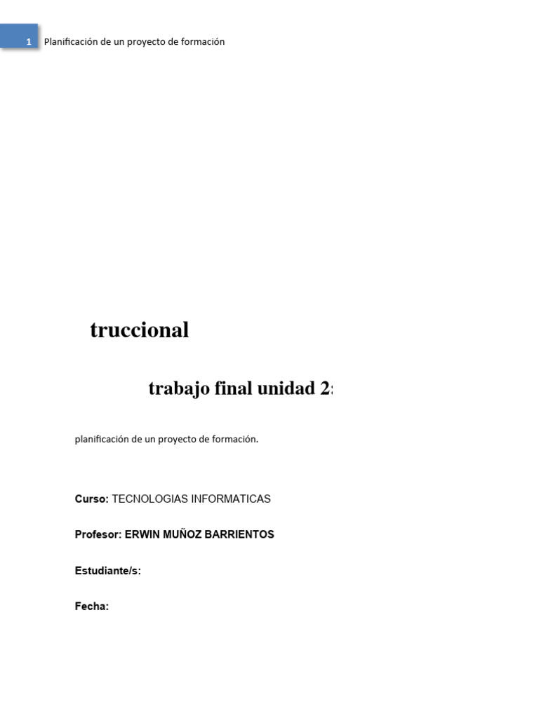 Planificacion de Un Proyecto de Formacion | PDF | Planificación | Aprendizaje