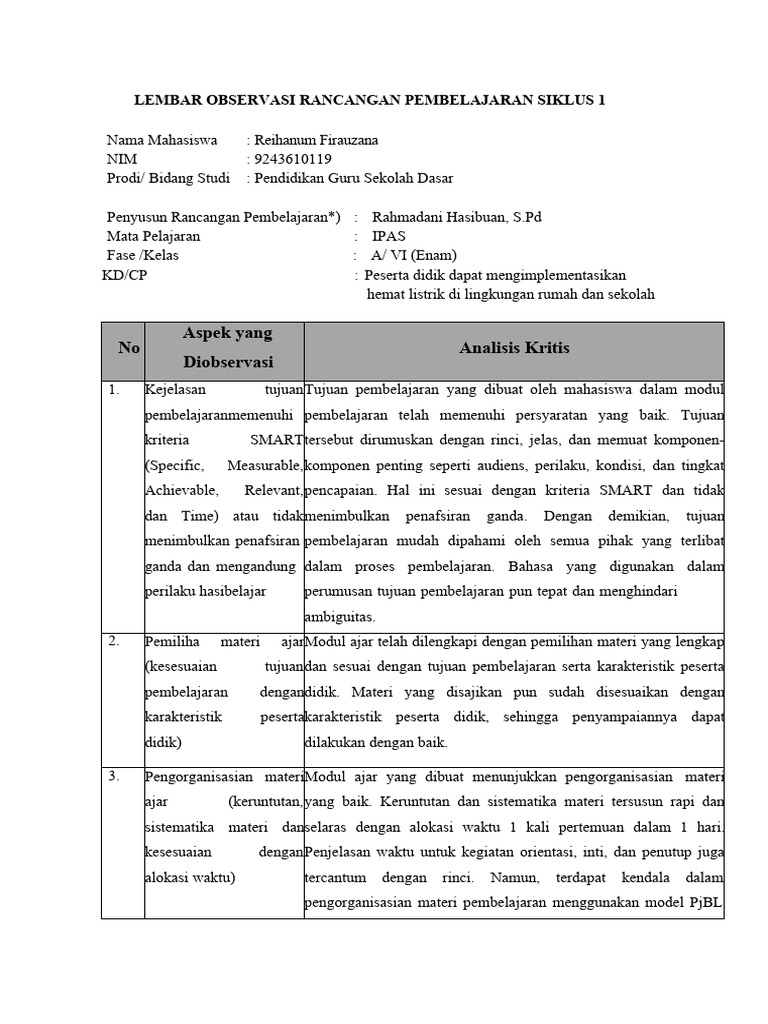01.05.6-B4-4 Unggah LK 3 - Lembar Observasi Rancangan Dan Perangkat Pembelajaran - Siklus 1 PDF ...