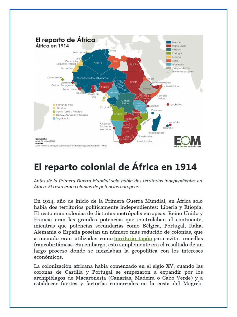 El Reparto Colonial de África en 1914 | PDF | Colonialismo | África