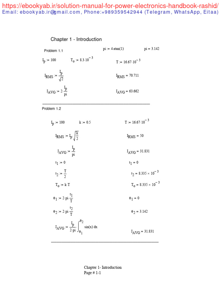 Sample - Solution Manual Power Electronics Handbook 4th International Edition Muhammad Rashid ...