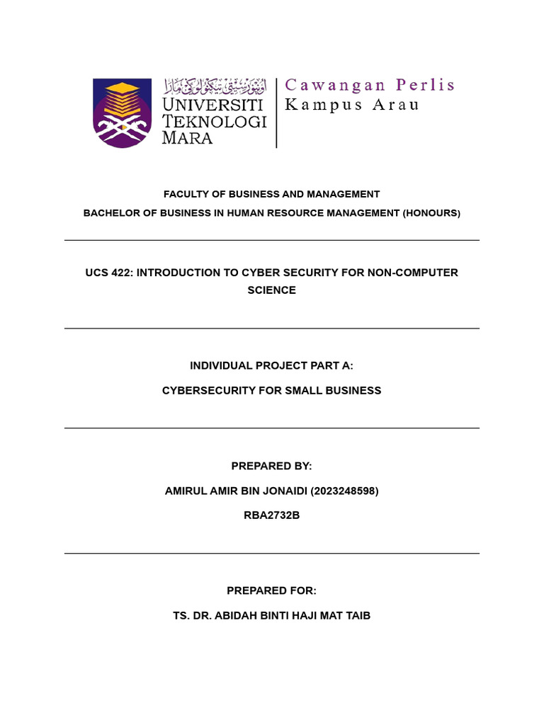 AMIRUL AMIR BIN JONAIDI RBA 2732B PROJECT PART A | PDF | Security | Computer Security