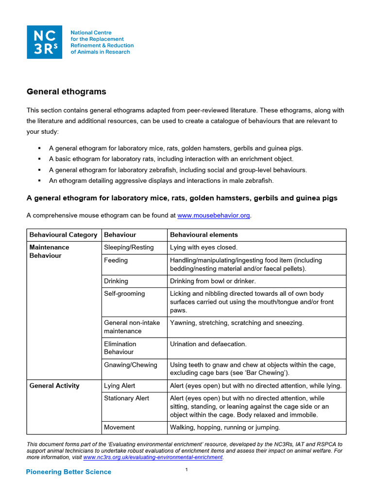 General Ethograms | PDF | Fish | Ethology