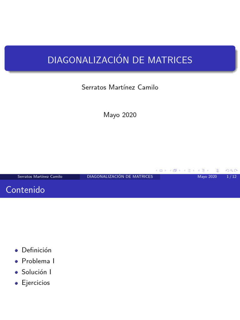 Diagonalizacion CSM | PDF | Valores propios y vectores propios | Matriz (Matemáticas)