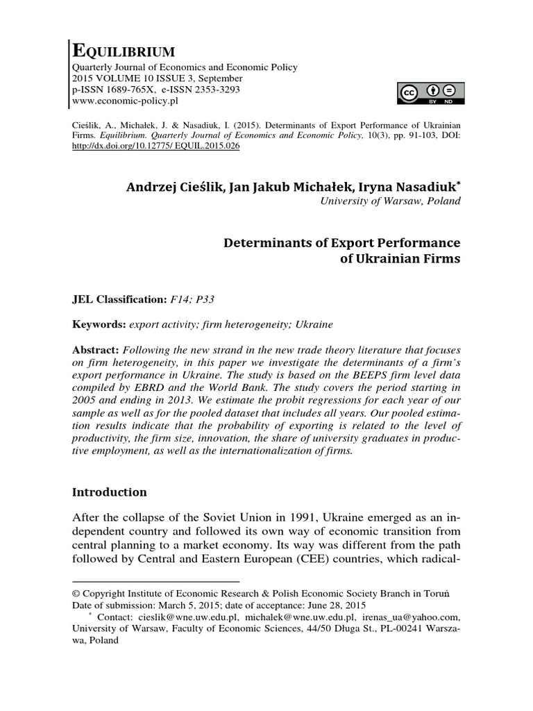 Determinants of Export Performance | PDF | Economies