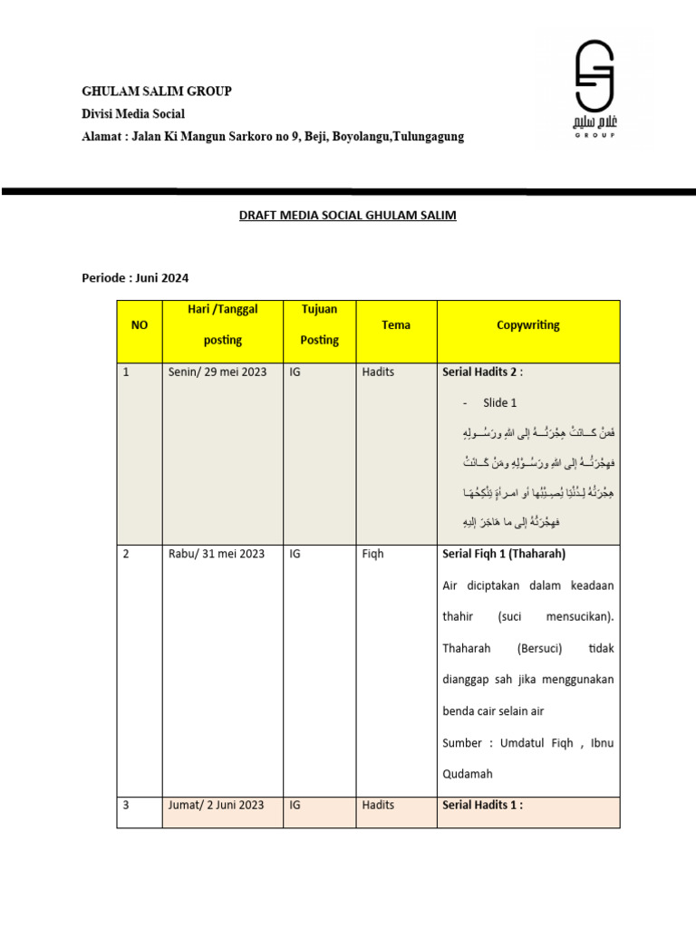 Draft Postingan Dakwah Juni 2023 | PDF