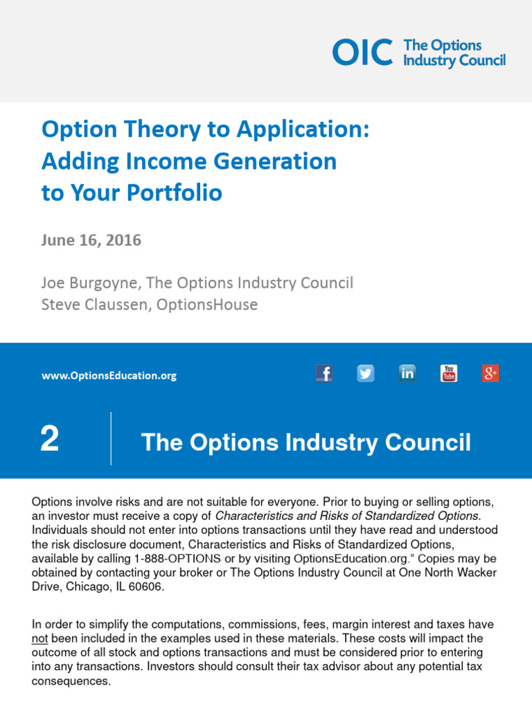 Optionshouse OIC Income Strategies | PDF | Option (Finance) | Stocks
